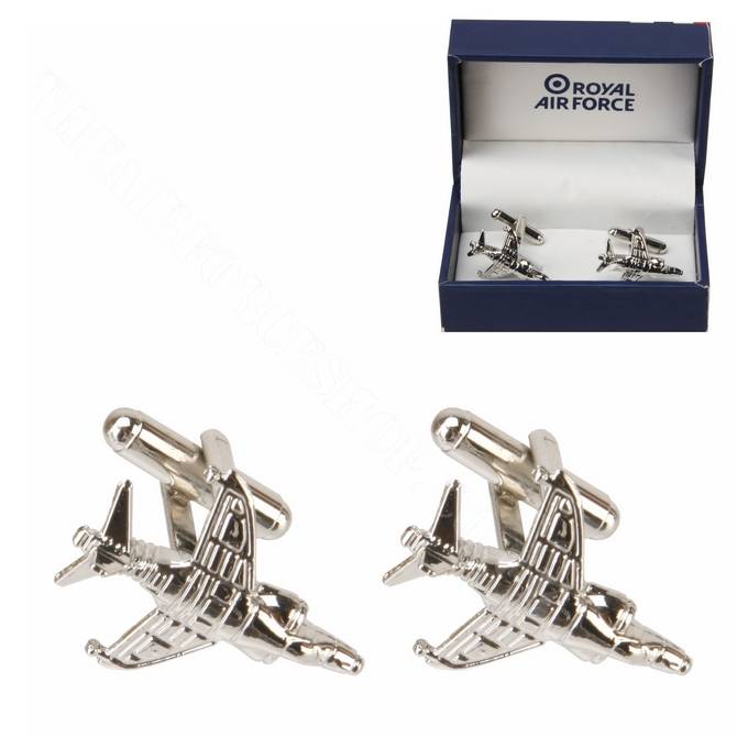 Official RAF Harrier jet Silver Plated Cufflinks