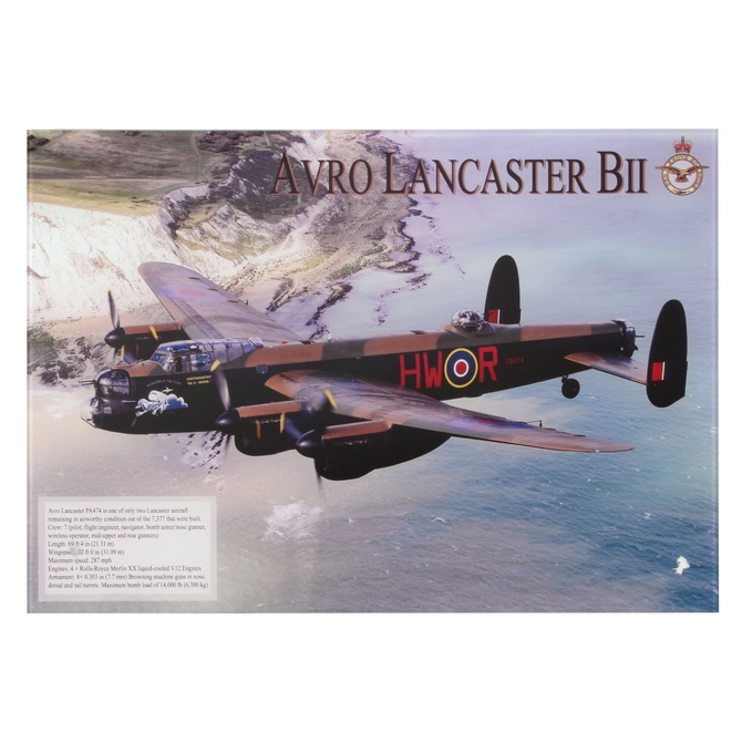 Official RAF Lancaster Bomber Glass Wall Plaque